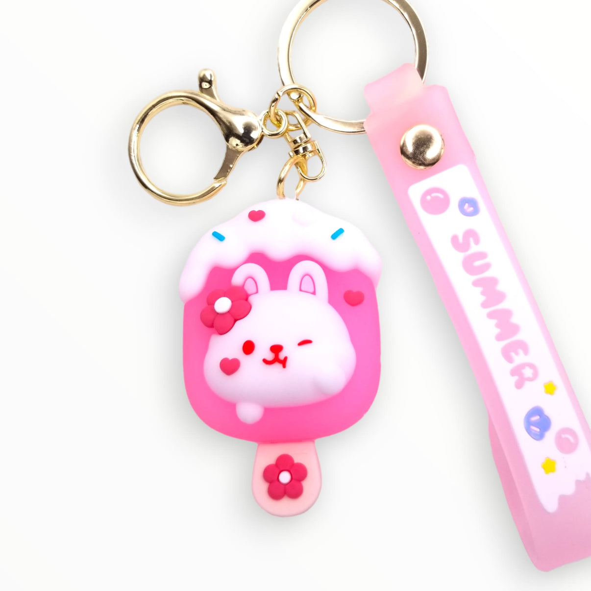 Bunny Popsicle Keychain – Kawaii Summer Charm with Wrist Strap ...